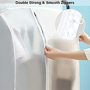 Neysuk Hanging Garment Clothes Cover, Translucent Hanging Garment Rack Cover with Zipper Garment Bags for Suit Coats Closet Storage 35 inch (2 Pack)