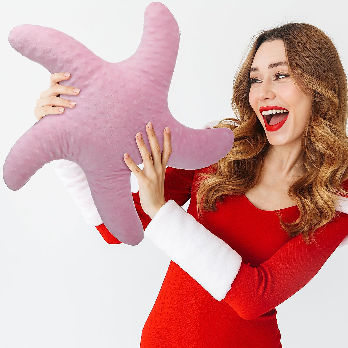 Newwiee 2 Pcs Starfish Pillow Shell Pillows Star Shaped Pillow Seashell Shaped Accent Throw Pillows Beach Pillows Decorative Throw Pillows for Small Couch Bed Bedroom Living Room (Pink)