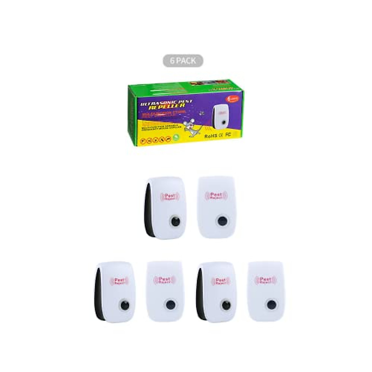 WTHSY Ultrasonic pest Repeller 6 Pack, Ultrasonic Mosquito Repellent, Repels Mosquitoes,mice,Flies,Cockroaches, 6pack, Plug and Play,Multifunctional pest Repeller
