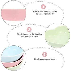 TEHAUX 3Pcs Ceramic Pet Bowls Heart Shaped Food Bowls for Cats Cute Hamster Food Containers Washable Hamster Feeder Bowls for Rabbit Guinea Pig Gerbil Hamster Chinchilla ( Pink+ Green+ Blue )