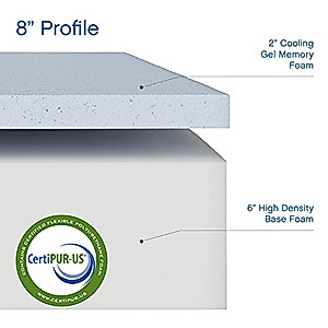 Classic Brands Cool Gel Gel Memory Foam 8-Inch Mattress | CertiPUR-US Certified | Bed-in-a-Box, Short Queen