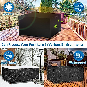 Waterproof Outdoor Furniture Covers,Large Rectangular Patio Table Covers for Outdoor Furniture Waterproof Couch Cover Sectional Sofa Set Cover Table and Chair Set Cover 140"L x 138"W x 35"H Black