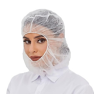 ZMDREAM pack of 100 Disposable Hoods Bouffant Caps Polypropylene Hair Net Beard Cover Combo White