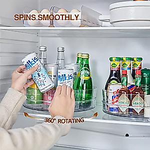 Boconia 2 Pack 10.6" Lazy Susan Organizer with 3 Removable Bins Pantry Organization and Storage Lazy Susan Turntable for Cabinet Medicine Cabinet Organizer Spice Spinner Kitchen, Countertop, Bathroom