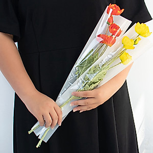 Framendino, 100 Pack Single Rose Clear Bags Flower Packaging Bag Floral Bouquet Wrapping Paper for Birthday Gift Valentines Day