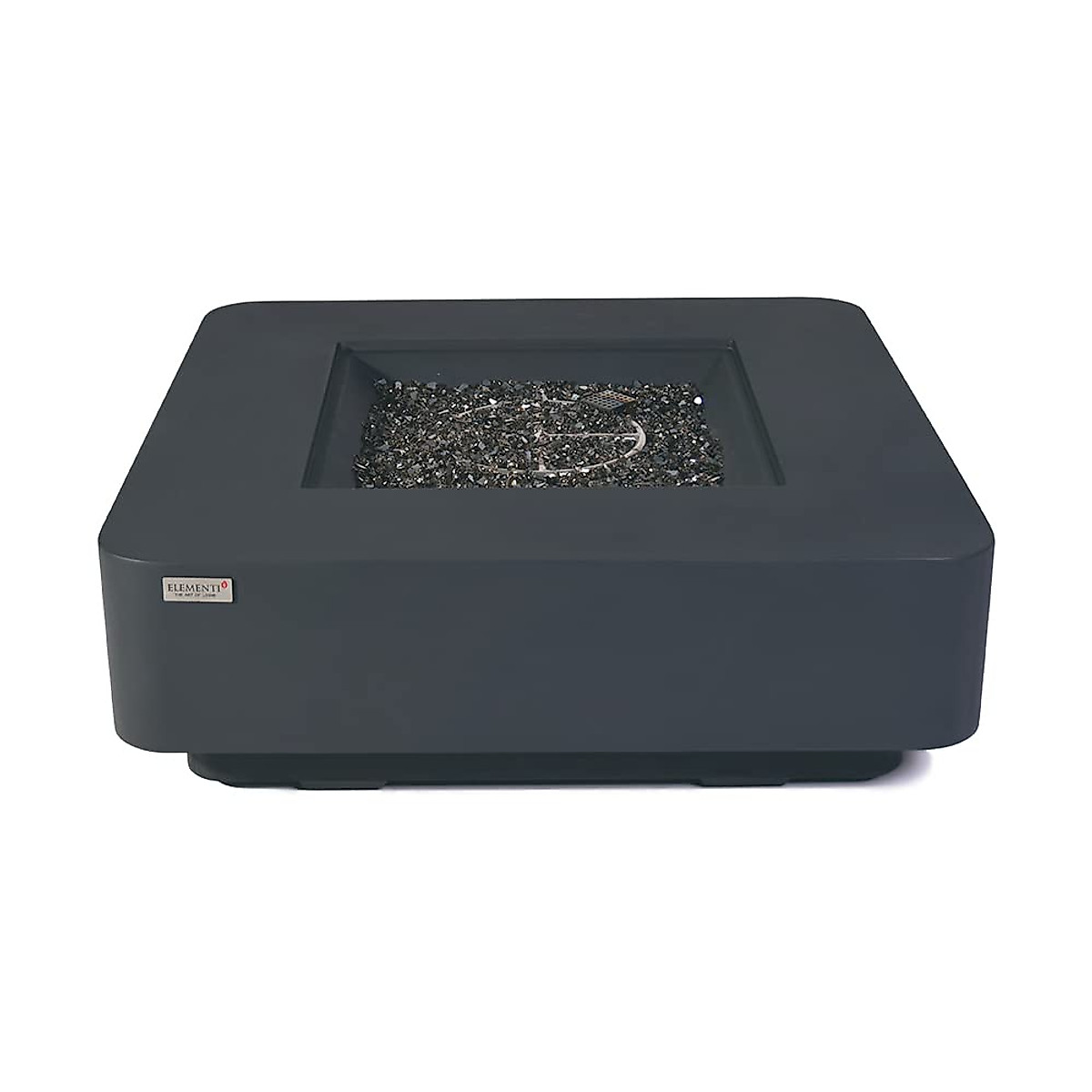 Elementi Plus Bergamo Outdoor Table 42.1 Inches Fire Pit Patio Heater Concrete Firepits Outside Electronic Ignition Backyard Fireplace Cover Fire Glass Included Natural Gas