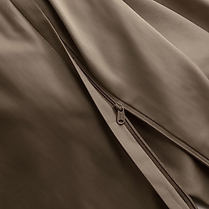 MooMee Bedding Duvet Cover Set Extra Long Staple Cotton 600 TC Egyptian Cotton Texture Silky Sateen Smooth Luxury Soft Comfortable Durable (Mocha Brown, Queen)