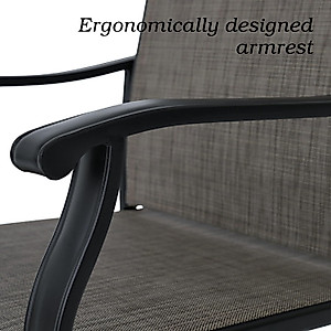 Virvla Patio Metal Dining Swivel Chairs Set of 2 Bistro Backyard Rocker Chairs All Weather Resistant Garden Outdoor Furniture - Tan/Light Grey