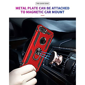 SunRemex Compatible for iPhone 8 Plus Case, iPhone 7 Plus Case, iPhone 6/6s Plus Case with Tempered Glass Screen Protector [2Pack] 5.5"，Kickstand [Military Grade] 16ft Drop Tested Protective. (Red)