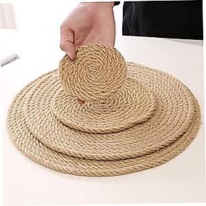 DECHOUS 1 PC Insulated Placemat Coaster Coasters for Drinks Placemats Round Linen Placemats Household Coaster Placemat Hand Braided Jute Placemats Insulation Mat Set Small