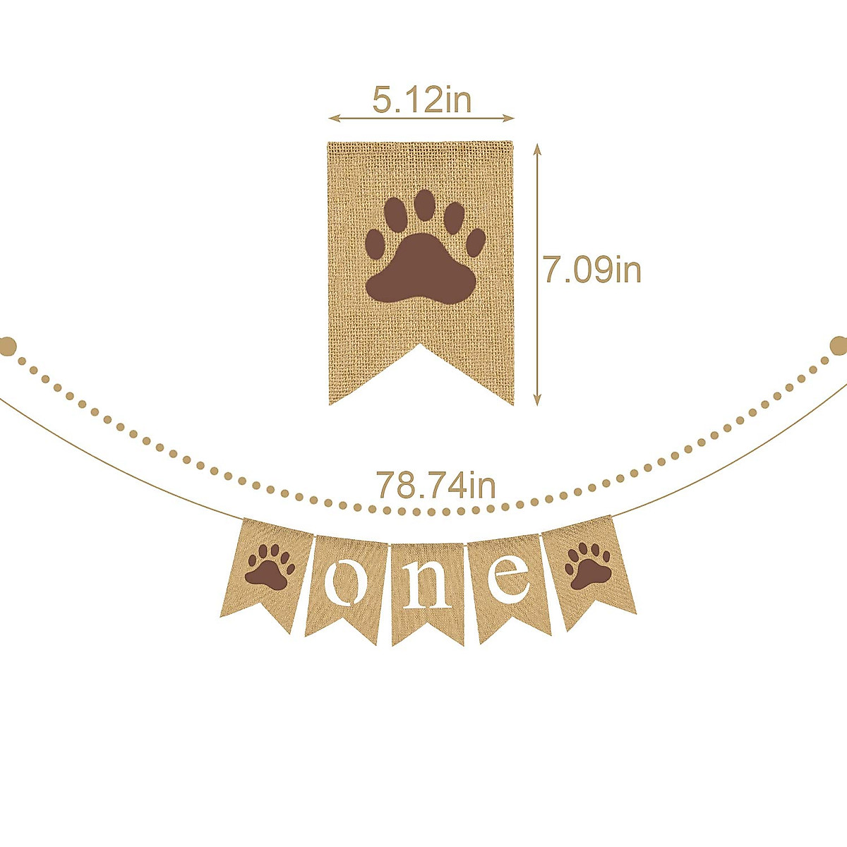 Rainlemon Jute Burlap Dog Puppy One Banner Pet or Boy 1st Birthday Party Garland Decoraiton