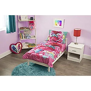 DreamWorks Trolls World Tour Lotta Love 4Piece Toddler Bedding Set, Pink