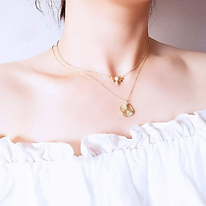 Bee Gold Coin Honeycomb Pendant Choker Necklace for Women Teen Girls S925 Sterling Silver Dainty Crystal CZ Diamond Queen Bee Bumble Bee Hive BFF Necklace Long Chain Cute Animal Charm Jewelry Gift