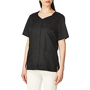WonderWink Womens Wonderwork Short Sleeve Snap Medical Scrubs Jackets, Black, Large US