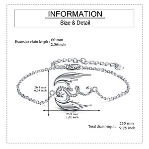 URONE Viking Dragon Bracelet Sterling Silver Legendary Dragon Religious Jewelry Gift for Women Men