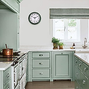 SkyNature 9.5 Inch Wall Clock, Silent Non-Ticking Battery Operated Kitchen Wall Clock, Decorative Classic Small Analog Clock for Living Room, Bedroom, Bathroom - Green