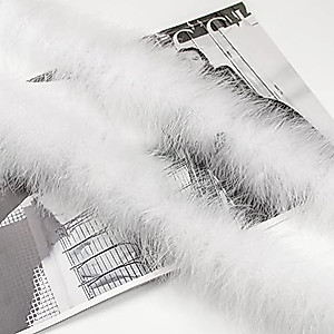 Raibertin 22g White Fluffy Marabou Feathers Boa Trim Decorative Crafts 1920s Accessories For Women Feather Boas Decorations for Christmas Clothes Dress