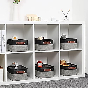 DULLEMELO Collapsible Bundle Baskets 4 Cube Baskets 13"x13"x13" + 6 Small Baskets 11.8"x7.9"x5.1"（Black&Grey)