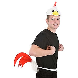 elope Chicken Soft Headband & Tail Costume Accessory Kit - Soft Sculpted Beak and Tail with Adjustable Elastic