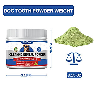 Dog Teeth Cleaning Powder, Dog Plaque and Tartar Remover, Dog Breath Freshener, Teeth Cleaning Made Easy, Targets Tartar & Bad Breath, Healthy Mouth for Dogs, Formulated for Small, Medium, Large Dogs