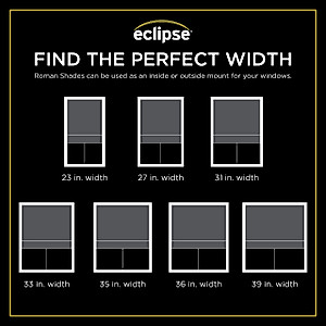 Eclipse Lane Cordless Roman Shades for Windows, Room Darkening, 23 in Wide x 64 in Long, Noise Reducing and Energy Efficient Window Treatments for Living Room, Bedroom or Office, White