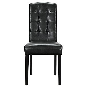 Modway Perdure Modern Tufted Faux Leather Upholstered Parsons Dining Chair in Black