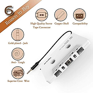 arsvita Car Audio aux Cassette Adapter and a Type C to 3.5mm Audio Aux Jack Adapter,Compatible for Google , Samsung , Xiaomi , Huawei All Type C Port Devices. --- White