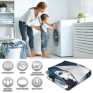 CaomeiWu Wolf Throw Blanket, 50" x 40" Flannel Cool Wolves Themed Stuffed Animal Black Throw, Soft Nap Throw Blanket for Home Boys Girls Women Wolf Lovers Gifts