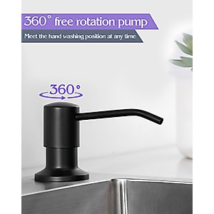 Hoanmpy Kitchen Sink Soap Dispenser,Built in,Stainless Steel(Black Matte), in Counter Soap Dispenser,Pump Set for Dish Soap or Lotion, 17 OZ，in Sink Soap Dispenser