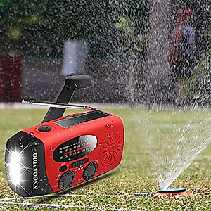 2000mAh SOS Alarm Emergency Weather Radio, 3LED Type-C Hand Crank Solar Battery Operated Wind Up Radio Flashlight, NOAA AM FM Portable Radio Cell Phone Charger Survival Kit (Red)