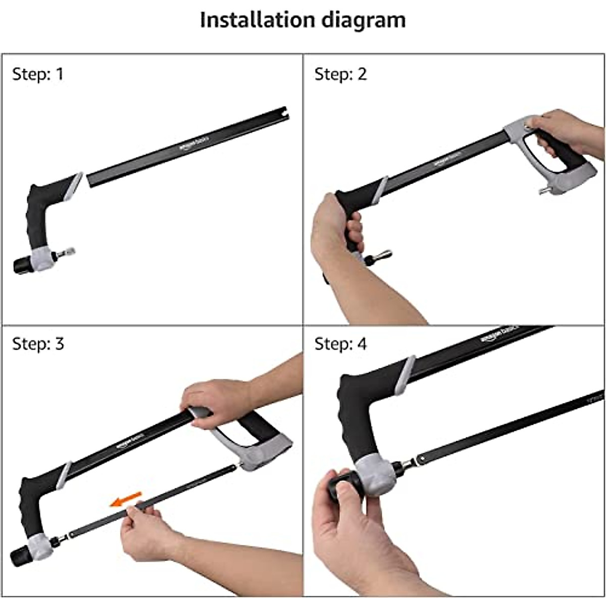Amazon Basics 4-Piece Bi-Metal Hacksaw Blade Set - Includes 5 TPI, 10 TPI, 18 TPI & 24 TPI (12-inch)