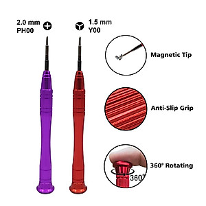 Triwing Screwdriver Compatible With Nintendo Switch, EMiEN 2.0mm Phillips 1.5mm Y00 Tri-Point Tri Wing Tip Screwdriver Kit Compatible With Nintendo Switch Joy-Con and Consoles Repair