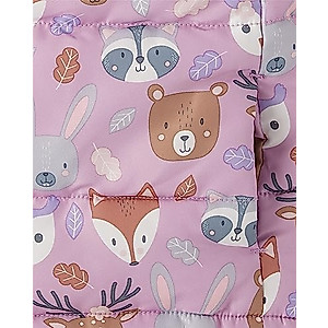 The Children's Place,and Toddler Girl 2 Piece Set Snowsuit, Jacket and Bib Overall Pant,LILAC DUST | Woodland Critters_Lilac Dust,18-24 Monts