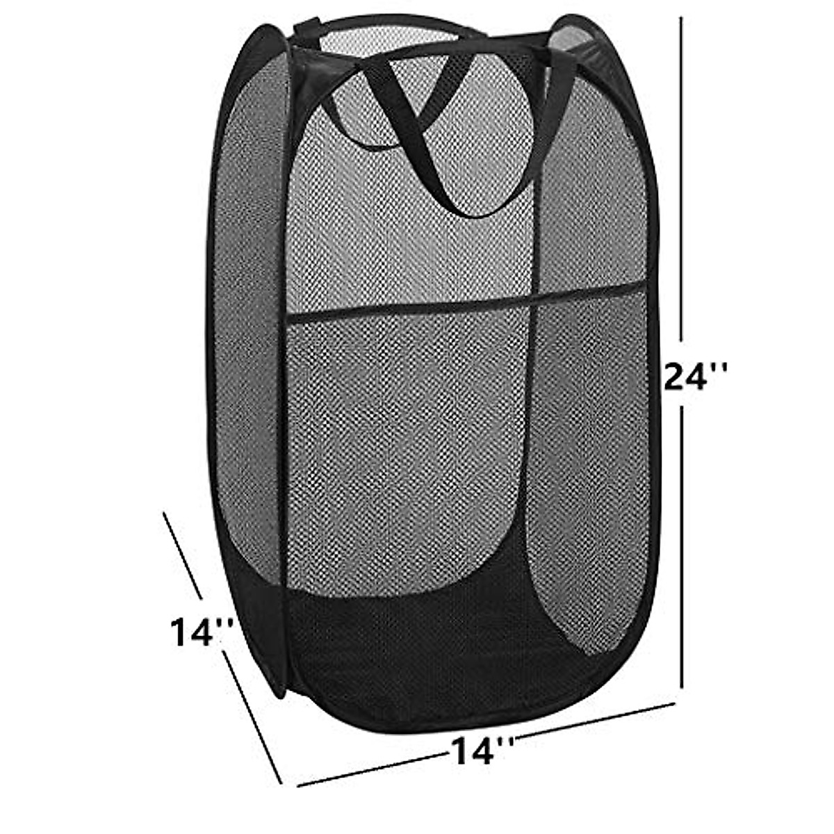 SunCaptor Mesh Popup Laundry Hamper - Portable, Durable Handles, Collapsible for Storage and Easy to Open. Folding Pop-Up Clothes Hampers are Great for The Kids Room, College Dorm or Travel. (Black)