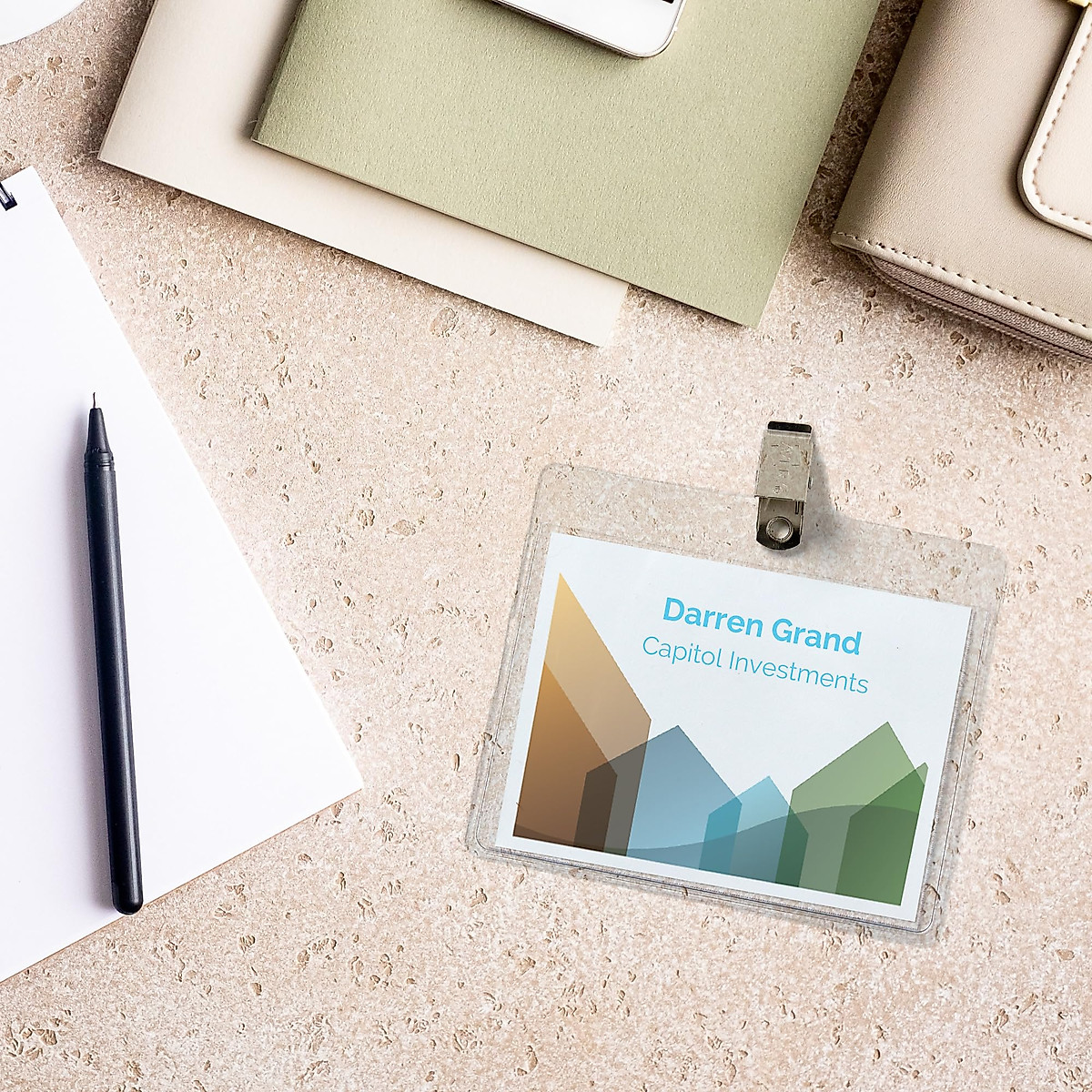 Avery Customizable Name Badge Clips, 3" x 4", White, 100 Printable Inserts and Badge Holders with Clips (74541)