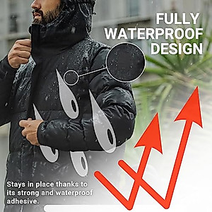 Pro-Fix Down Jacket Repair Patches Easy to Use, Pre-Cut, Self-Adhesive, Waterproof, Tear-Resistant Rip-Stop Nylon Fabric Patches for Jackets & Patches for Clothing, Down Jacket Patches - Black