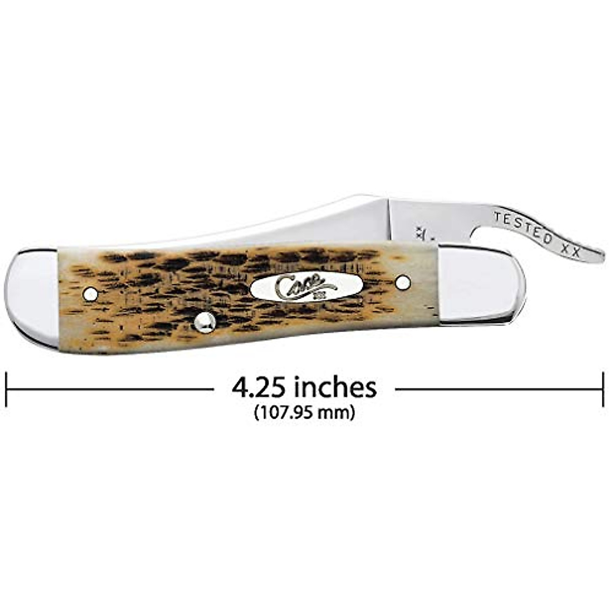 Case WR XX Pocket Knife Amber Jigged Bone Russlock Item #260 - (61953L SS) - Length Closed: 4 1/4 Inches