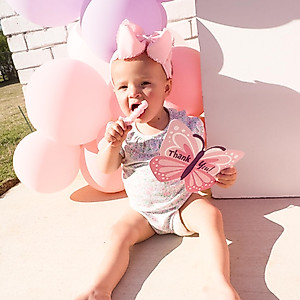 Big Dot of Happiness Beautiful Butterfly - Shaped Thank You Cards - Floral Baby Shower or Birthday Thank You Note Cards with Envelopes - Set of 12