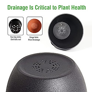 WOUSIWER Plant Pots 10/9/8 inch, Set of 3 Modern Decorative Plastic Planters with Drainage Holes and Saucers for House Plants Indoor Flowers Plants, Black