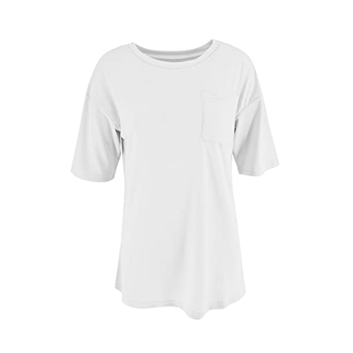 Fanway&EC Women's Short Sleeve T-Shirts Casual Crewneck Tees with Pocket Summer Basic Tops (White,Medium,US,Alpha,Adult,Female,Medium,Regular,Regular)