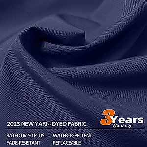 PURPLE LEAF 10 Feet Double Top Deluxe Solar Powered LED Square Patio Umbrella Offset Hanging Umbrella Outdoor Market Umbrella Garden Umbrella, Navy Blue