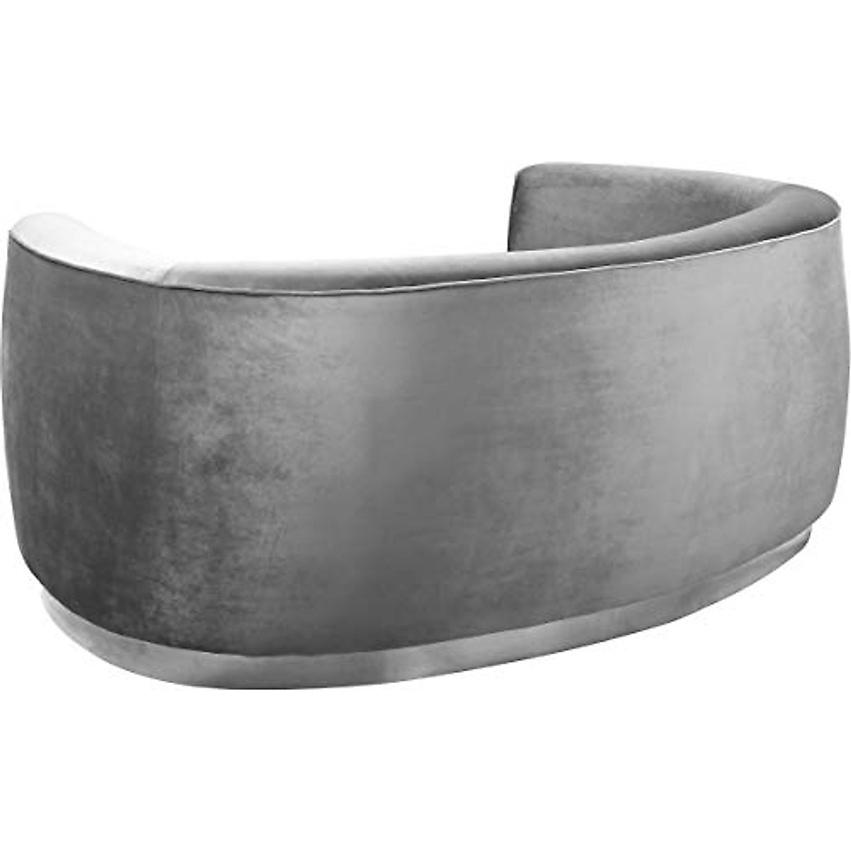 Meridian Furniture Julian Collection Modern | Contemporary Velvet Upholstered Loveseat with Stainless Steel Base in Polished Chrome Finish, Grey, 70" W x 34" D x 28" H