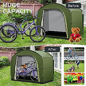 H&ZT Bike Storage Tent, Patio Bike Cover, for Bikes Lawn Storage Cover, Outdoor Storage Tent for Outside Patio Garden Backyard (Green)