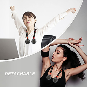 Howkes Handheld and Neck Fans, 2 in 1 Hand and Wearable Fan, 4000 mAh Battery, USB Charge, 3 Speed with Display Screen, (Black Red)