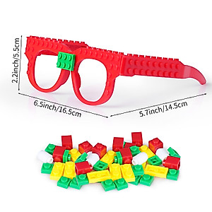 Hooqict 9 Pcs DIY Building Bricks Glasses Building Blocks Games for Kids Birthday Party Favor Block Theme Party Supplies Carnival Easter Games