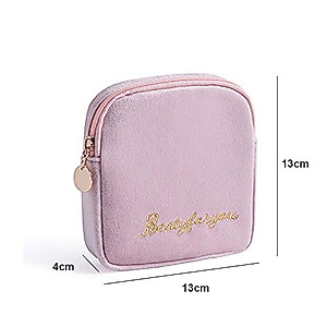 Girl Convenience Sanitary Plush Storage Bag, Portable Sanitary Napkin Storage Bag Makeup Bag Coin Purse Jewelry Organizer(pink)