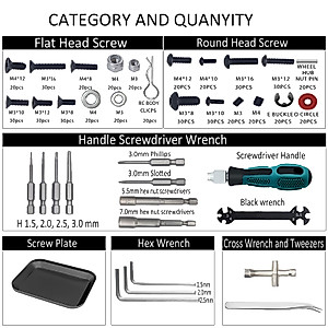 RC Car Repair Work Stand Repair Tool Set 360 Degree Rotation and 523 PCS RC Screws Kit & RC Screwdrivers and Screws Pallet Kit for 1/8 1/10 1/12 1/16 1/18 RC Car Crawler Truck Buggy (Black)