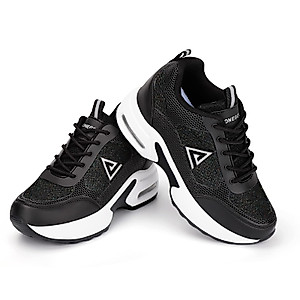 AONEGOLD Women's Platform Sneakers Wedges High Top Lace Up Shoes Increase Fashion Sneakers for Girls Black 39