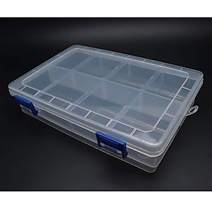 Xiaoyztan 8 Grids Plastic Storage Box with Removable Divider Case for Electronics Jewelry Sewing Tool Gadgets