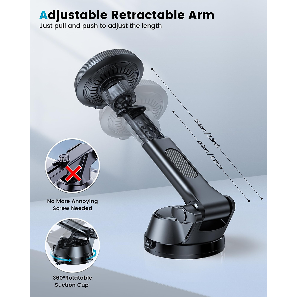 APPS2Car for MagSafe Car Charger Mount, 15W Wireless Car Charger Magnetic Car Phone Holder Mount Charger Dashboard Windshield Vent for iPhone 15/14/13/12 Series, Fast Charging, 17 Strong Magnets